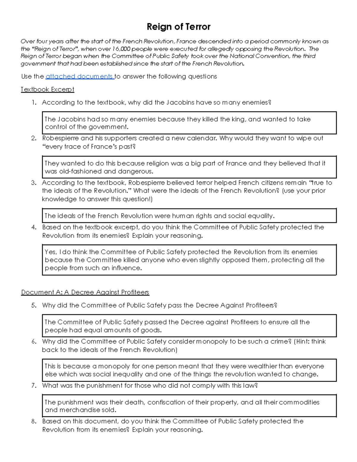 AP French Rev HW - Reign of Terror Over four years after the start of ...