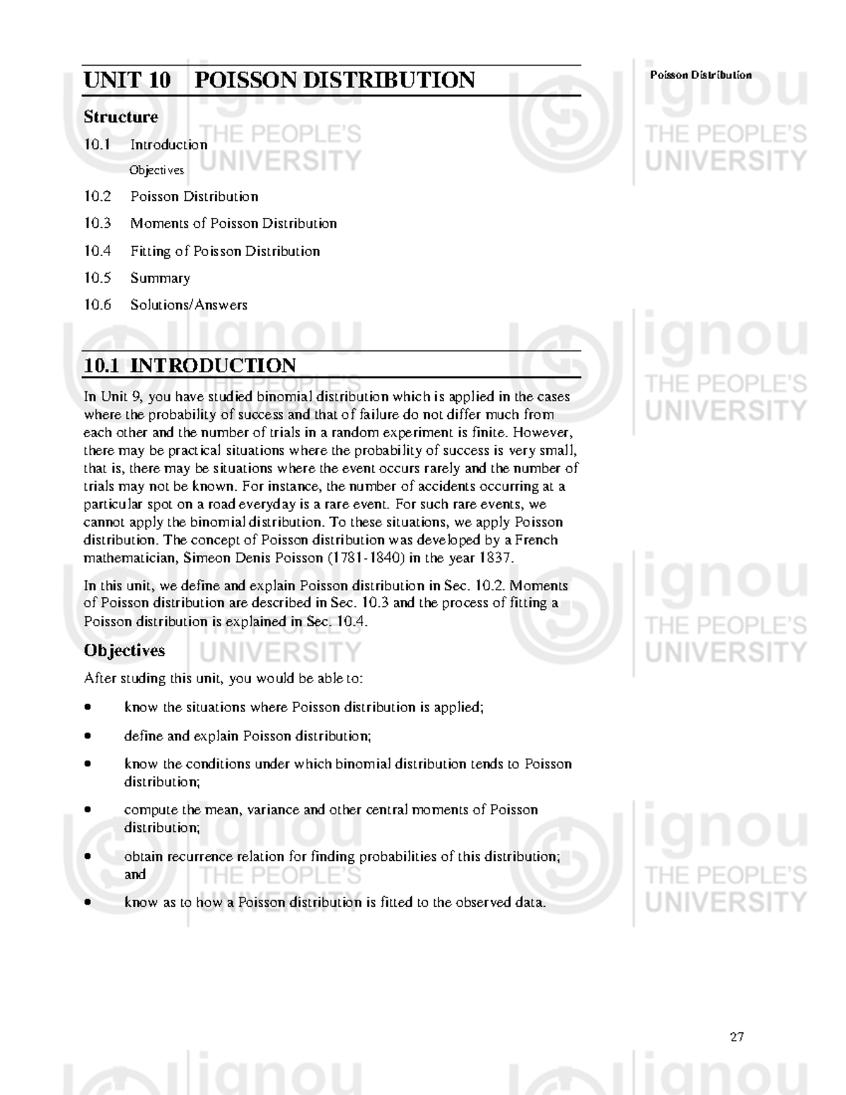 Unit 10 - Poisson Distribution in Probability Theory - Studocu