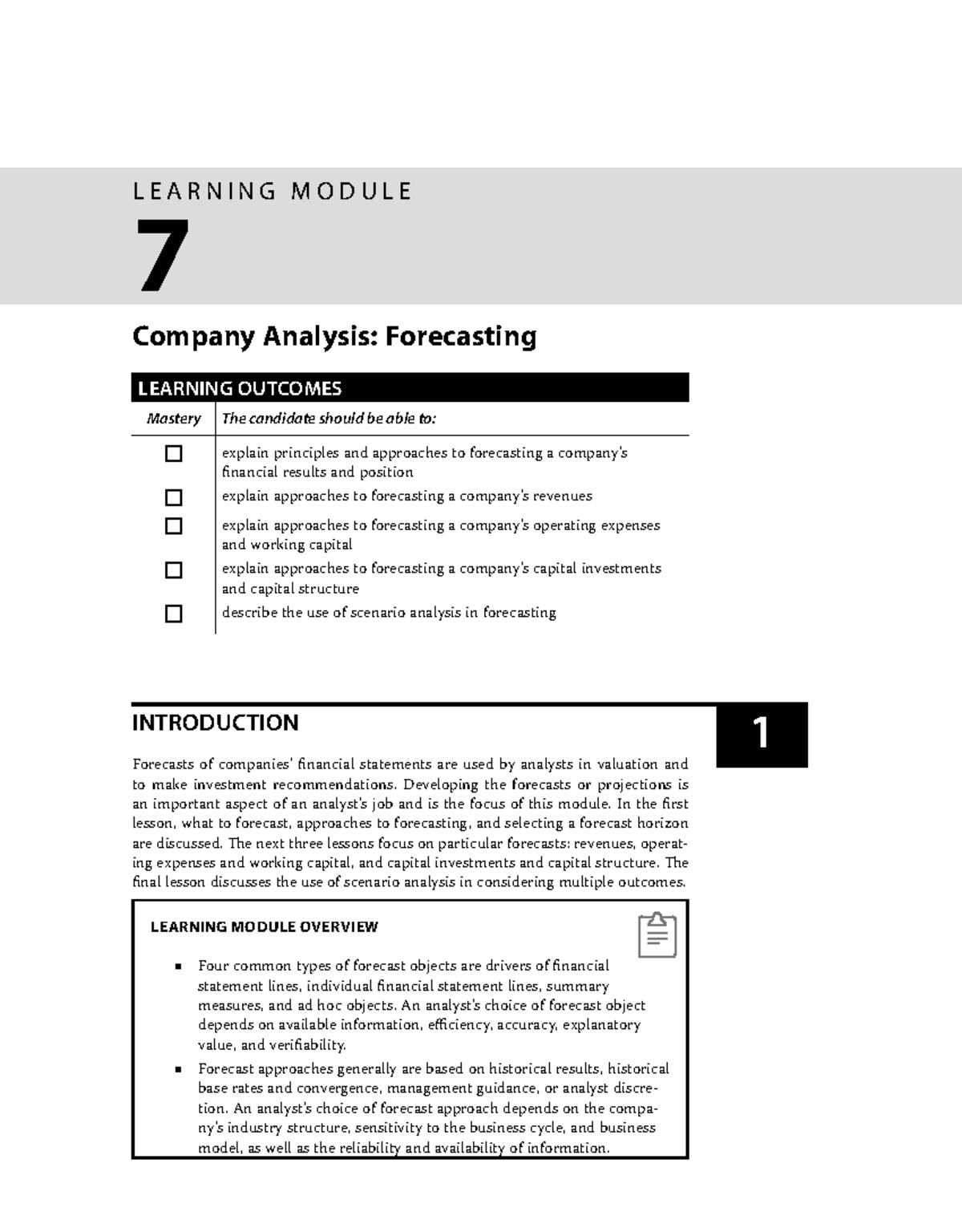 CFA Equity 7: Company Analysis & Forecasting Techniques - Studocu