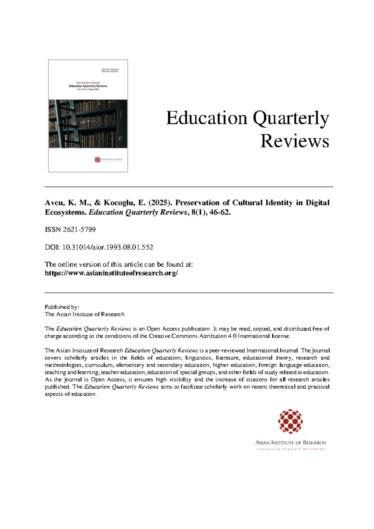 EQR 1166: Cultural Identity Preservation in Digital Ecosystems - Studocu
