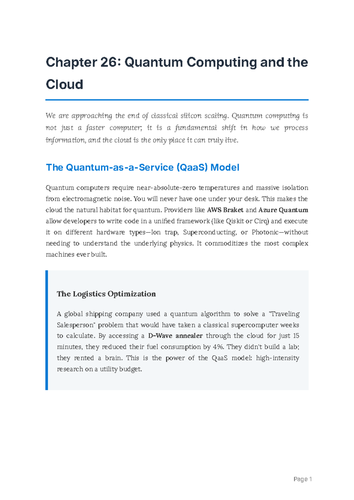 Chapter 26: Quantum Computing & Cloud Integration Insights - Studocu