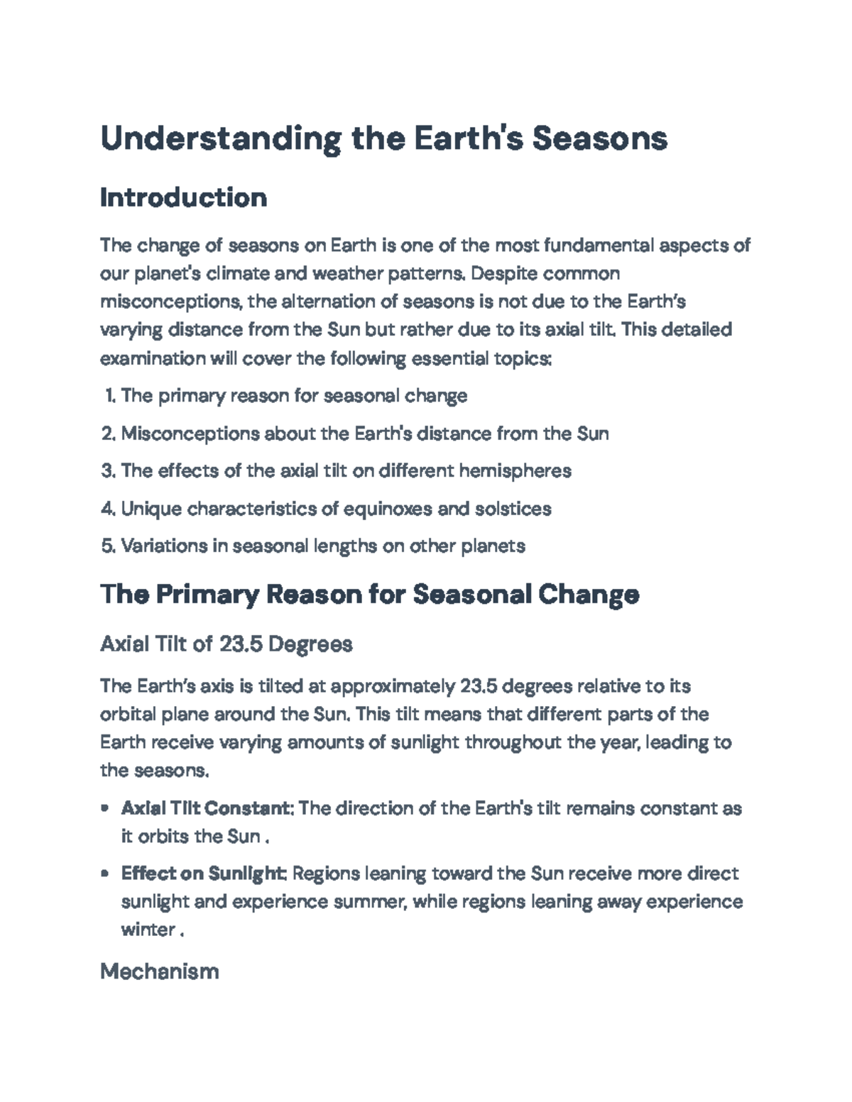 Understanding Earth's Seasons: Axial Tilt and Climate Effects ...