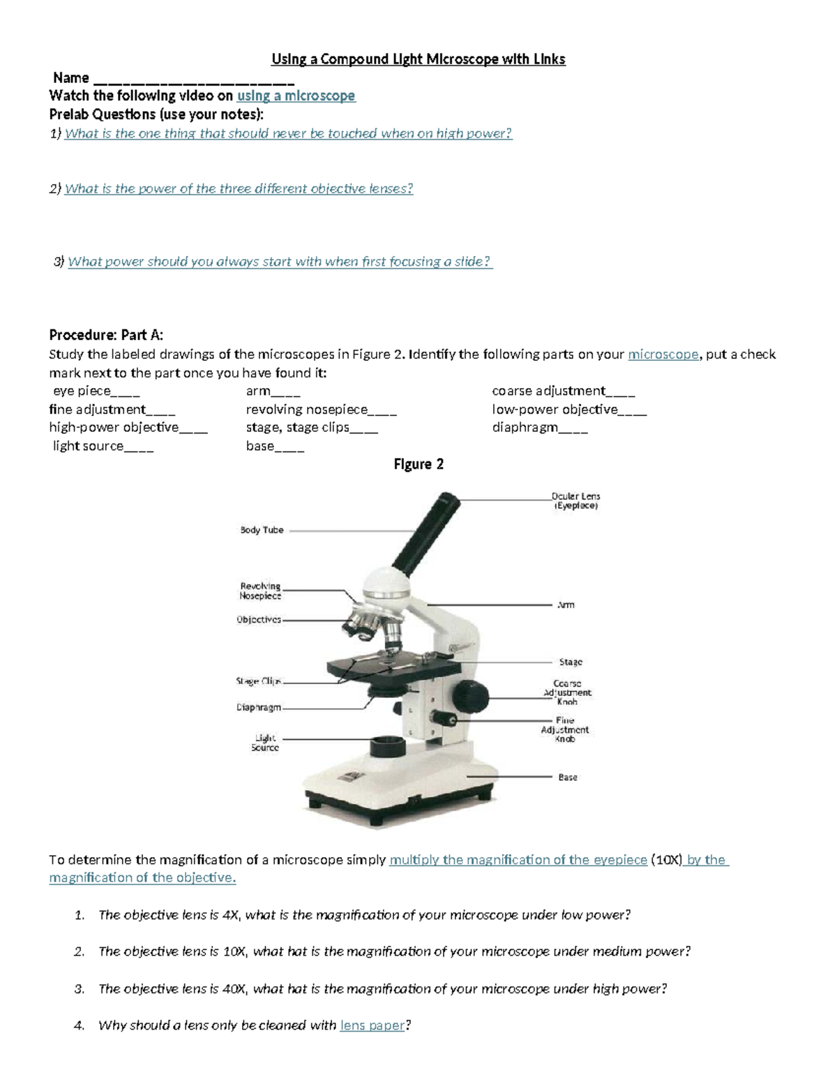 3. Microscope Lab - Using a Compound Light Microscope Guide - Studocu