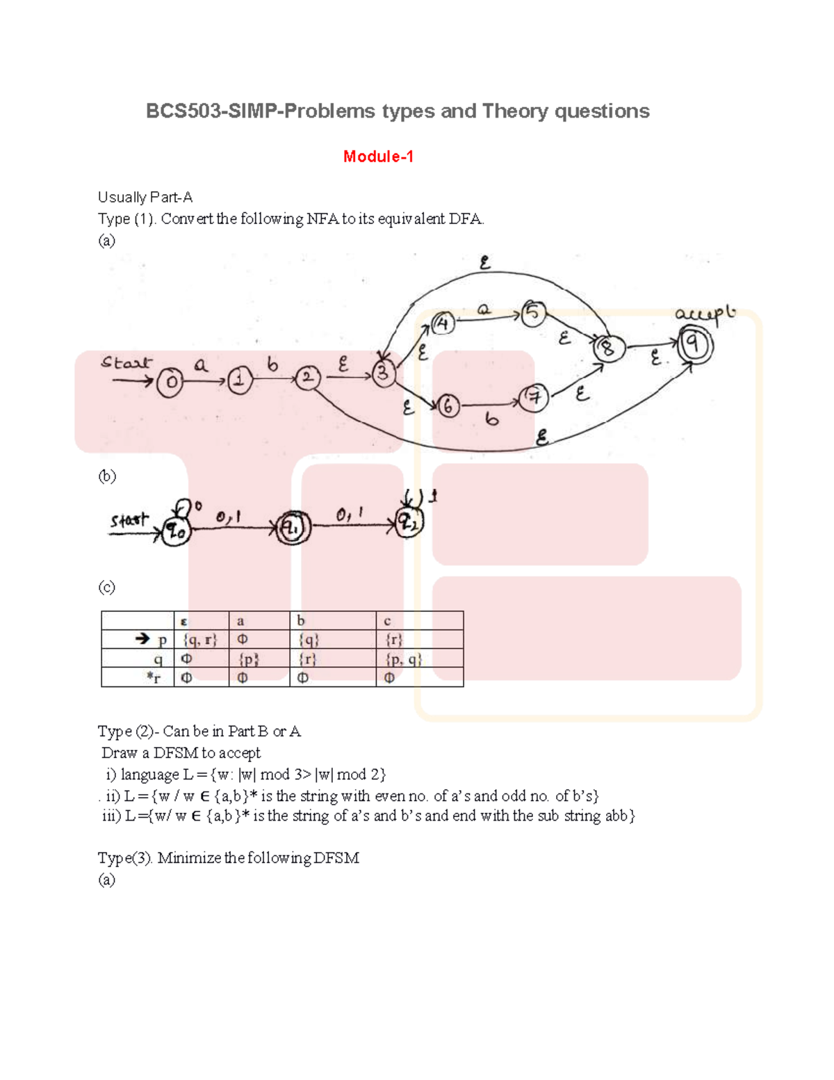 BCS503 Theory Questions and Summaries on Automata and Languages - Studocu