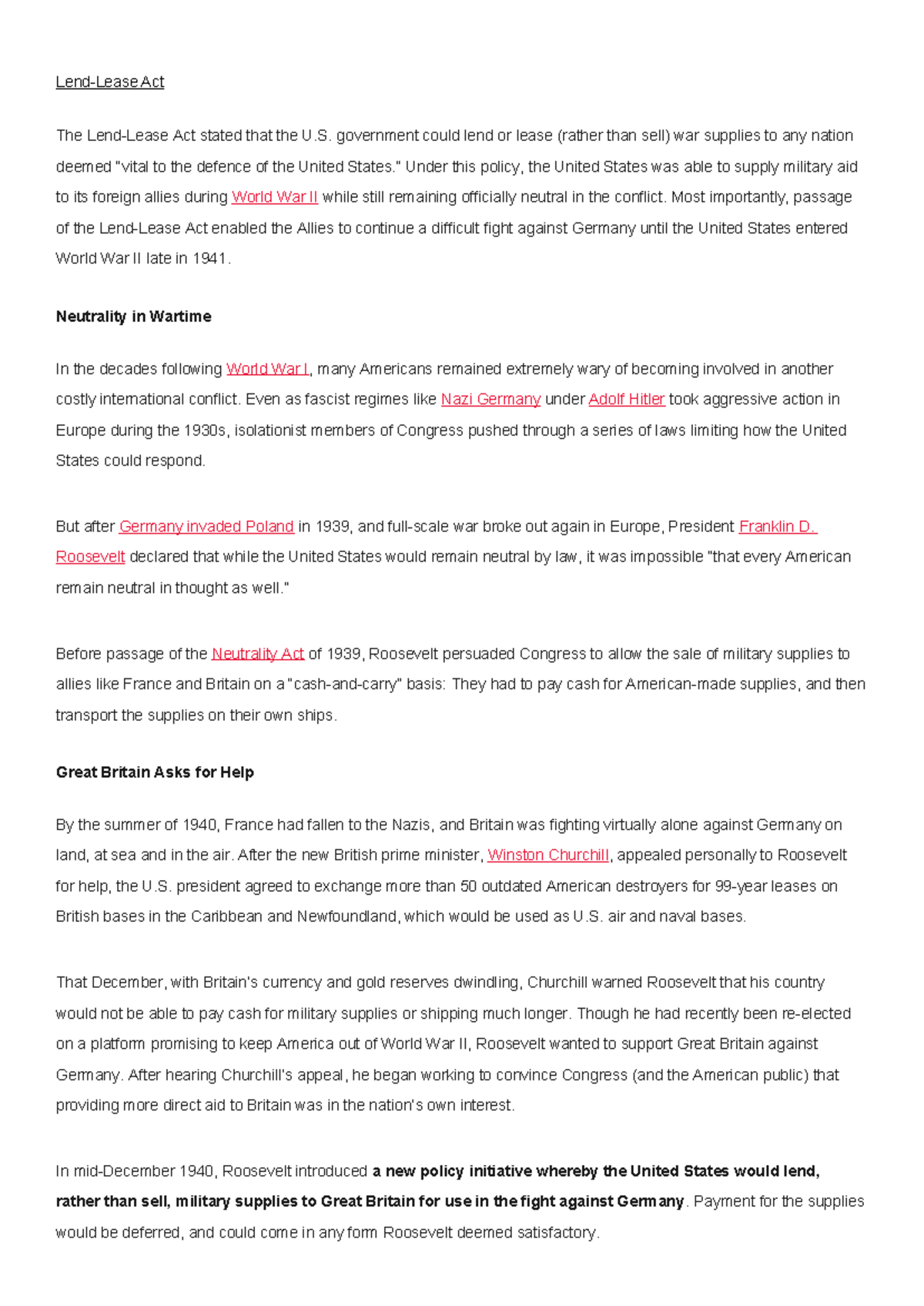 The Lend-Lease Act: Contextual Insights for All My Sons (HIST 101 ...