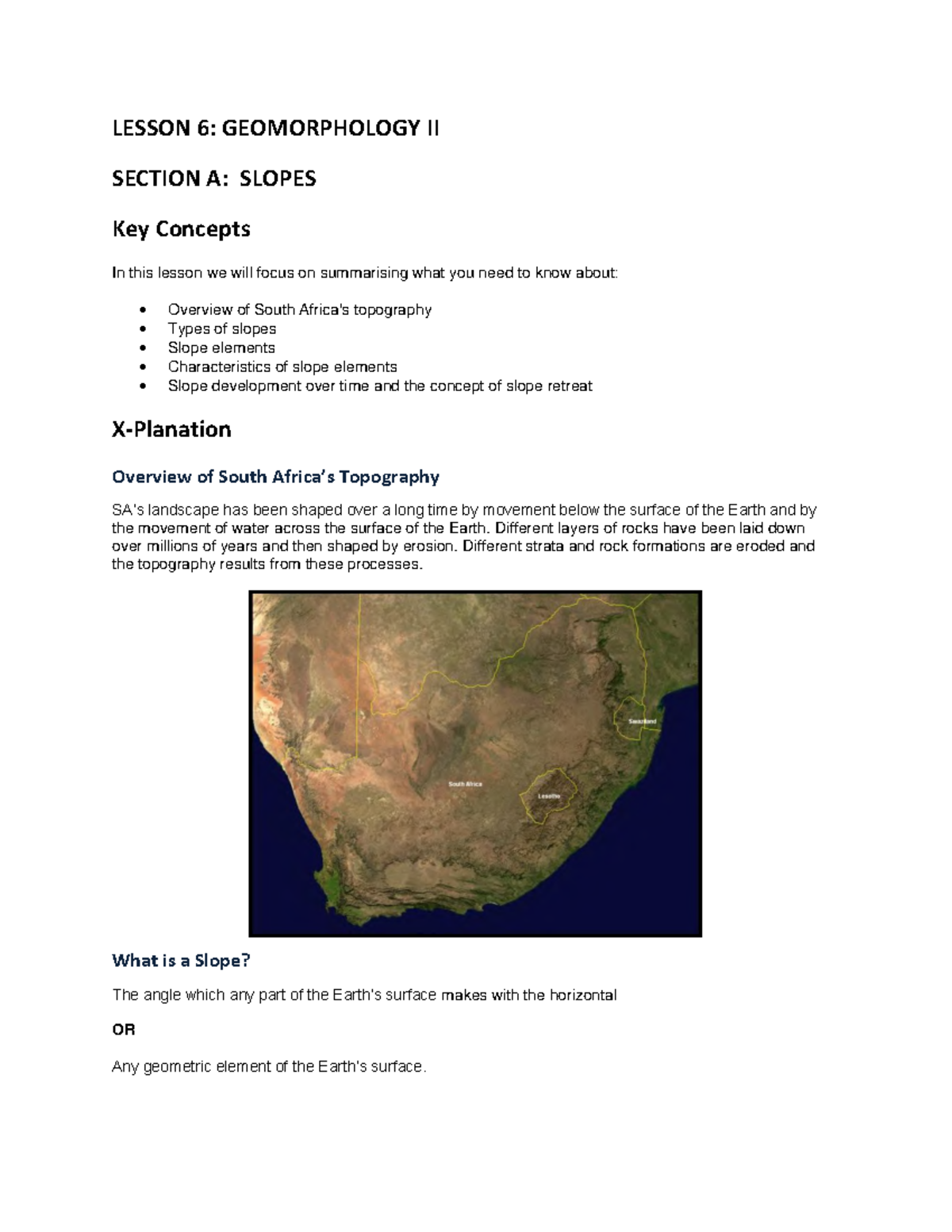 Geomorphology II - Lesson 6 on Slopes and Mass Movements - Studocu