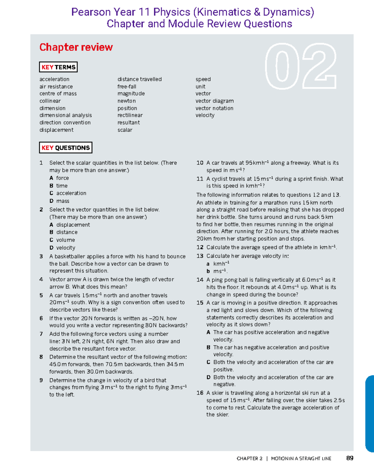 Textbook (Kinematics & Dynamics) Chapter Review Questions and Key Terms ...