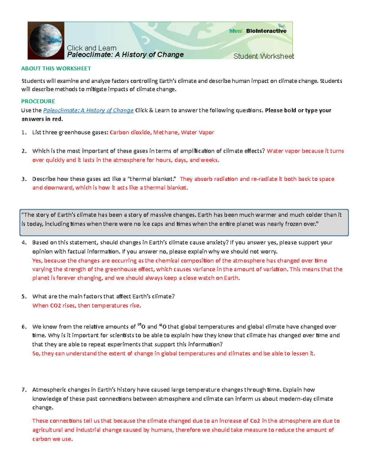 HHMI Paleoclimate: Understanding Climate Change Effects and Mitigation ...