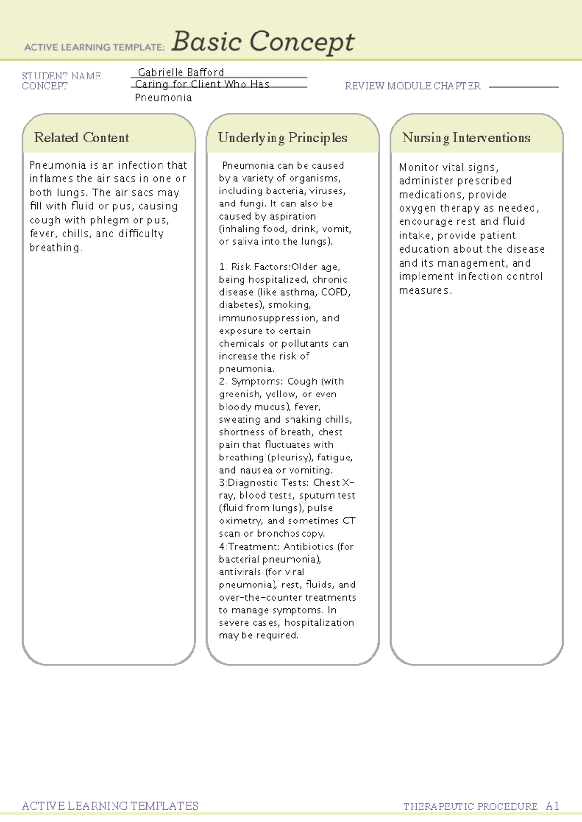 Caring for Clients with Pneumonia: Basic Nursing Concepts - Studocu
