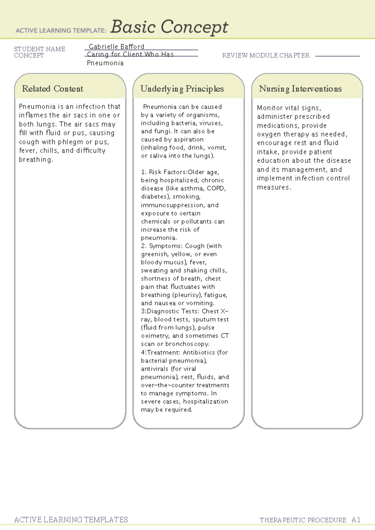 Caring for Clients with Pneumonia: Basic Nursing Concepts - Studocu