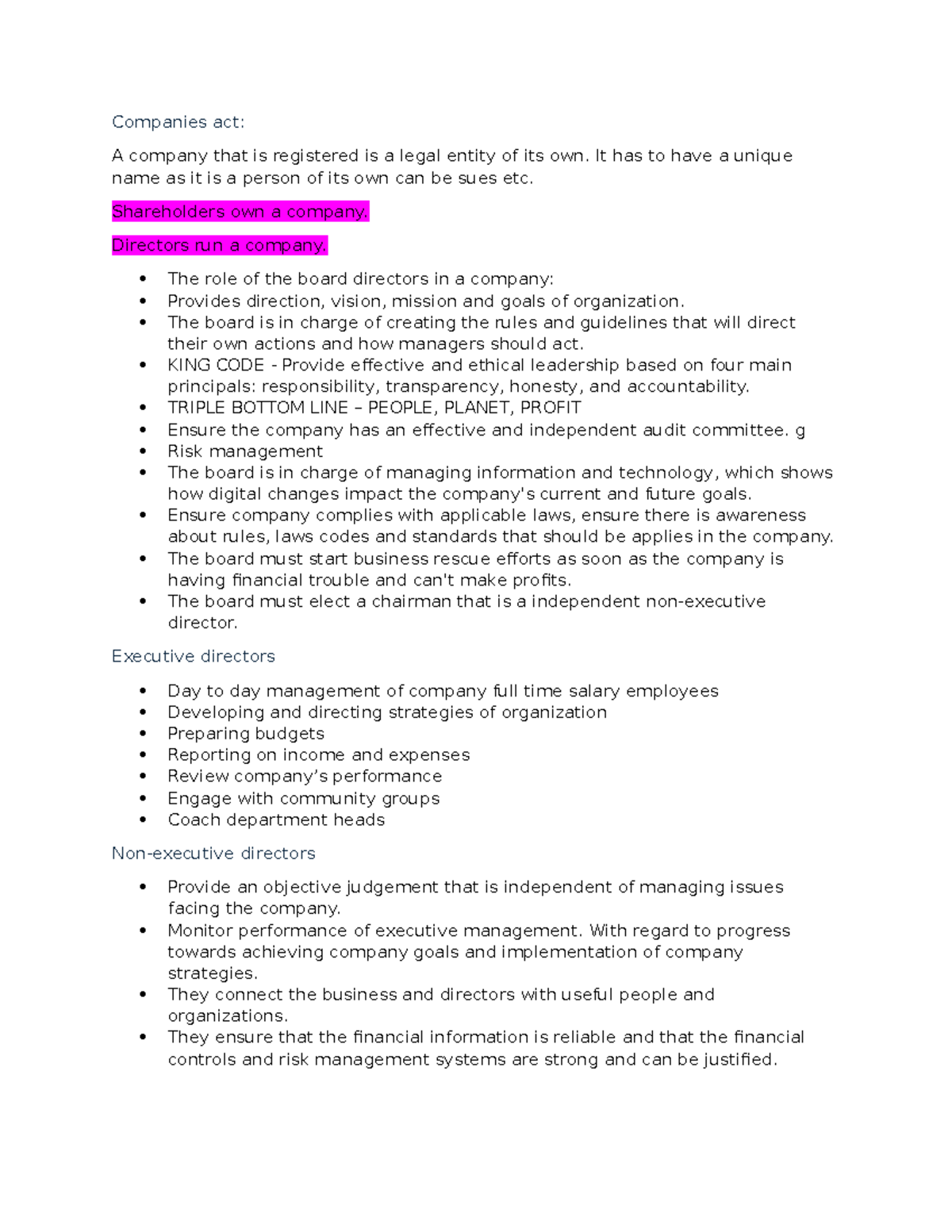 Companies Act: Understanding Corporate Governance and Board ...