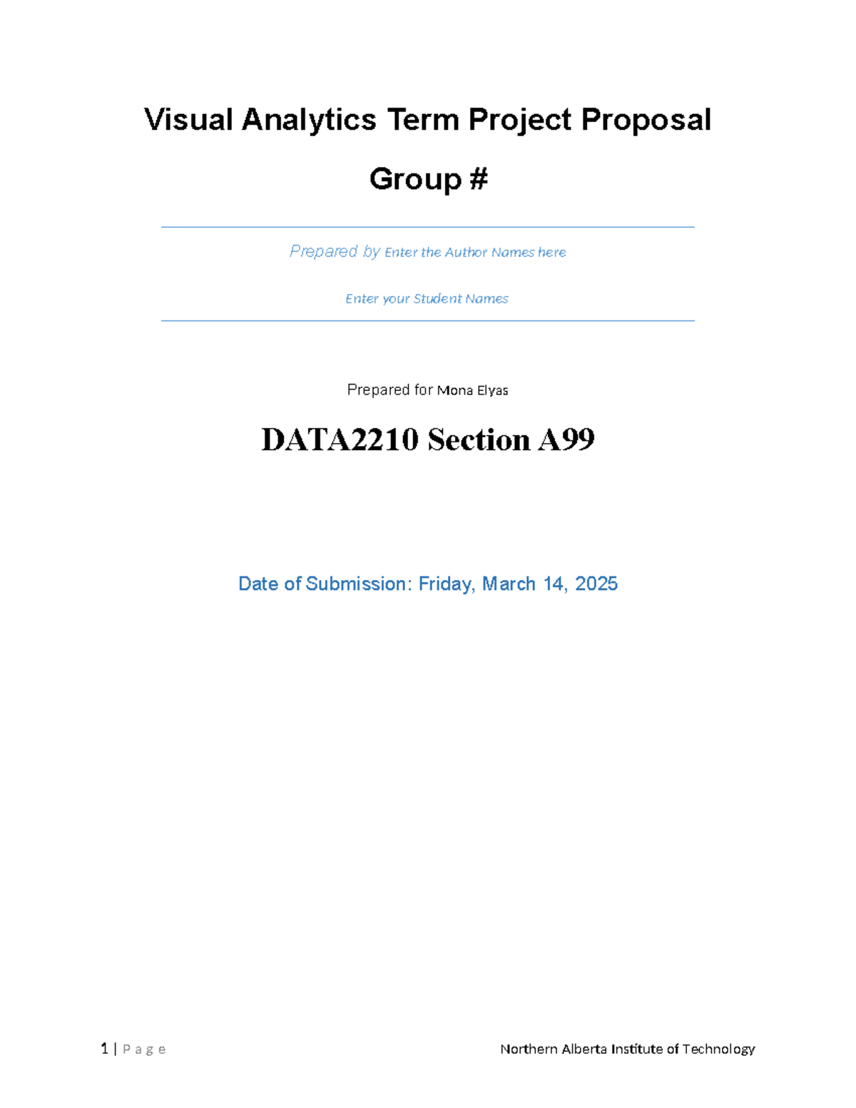 Visual Analytics Term Project Proposal A06 - DATA2210 Section A - Studocu