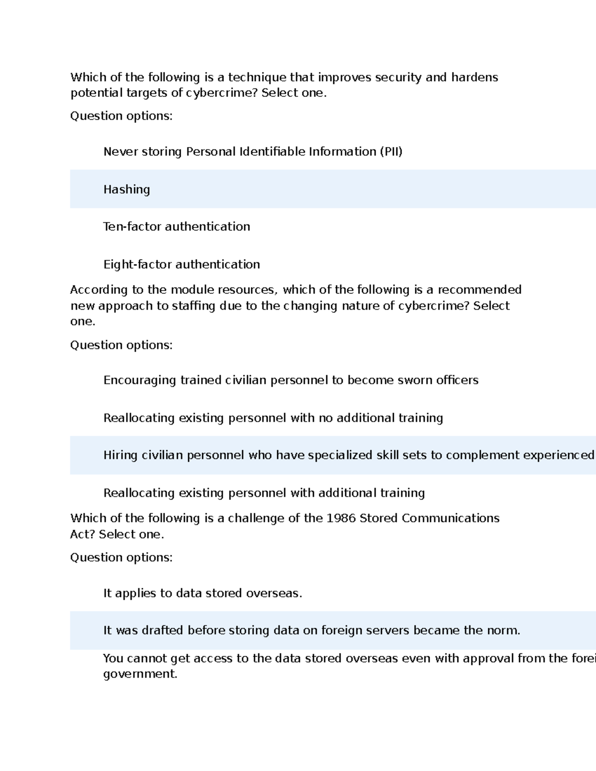 7-2 Cybersecurity Module 7 Quiz: Techniques & Challenges in Cybercrime ...