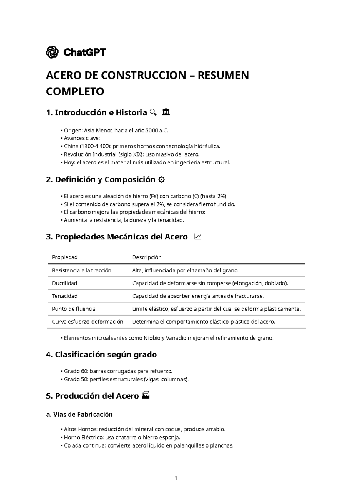 ACERO DE CONSTRUCCIÓN: RESUMEN COMPLETO Y PROPIEDADES - Studocu
