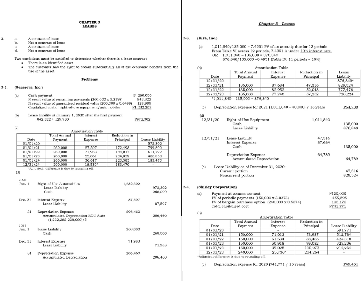 Solution Manual: Leases in Intermediate Accounting - Chapter 3 Guide ...