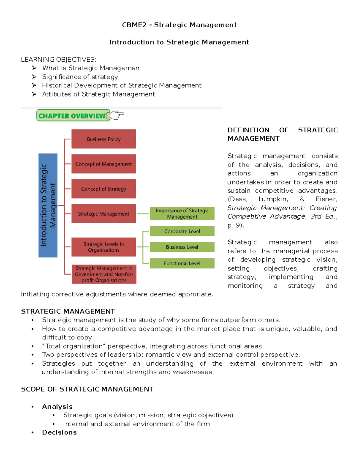 CBME2- Lecture-1 - lecture - CBME2 - Strategic Management Introduction ...