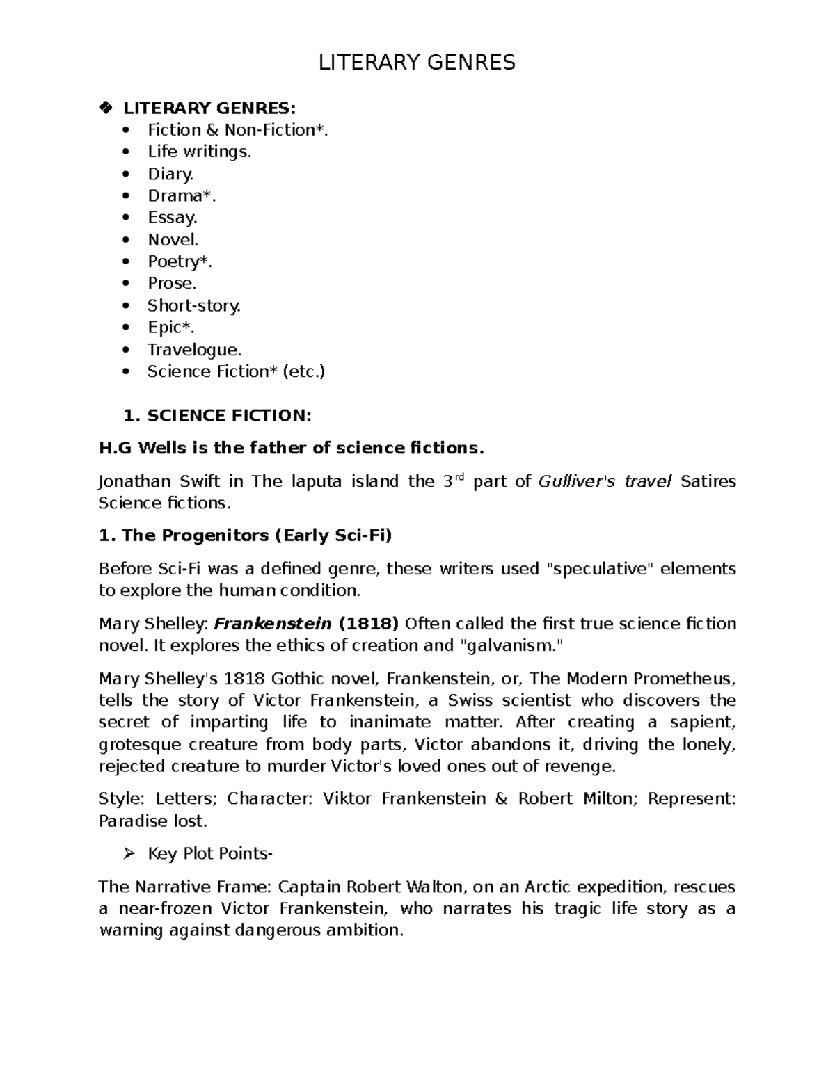 CUET PG Eng: Literary Genres Overview and Key Works - Studocu
