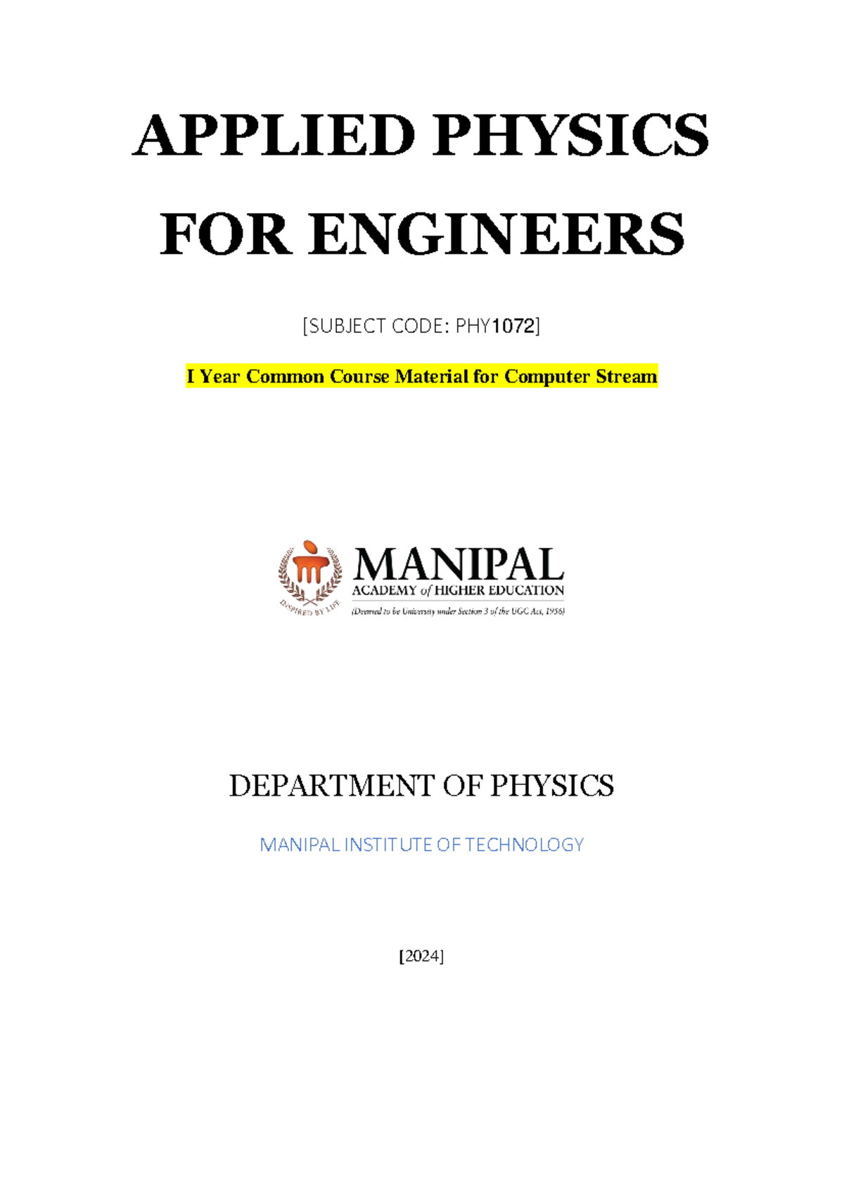 Applied Physics for Engineers: Laser Optics to Quantum Computing (I ...