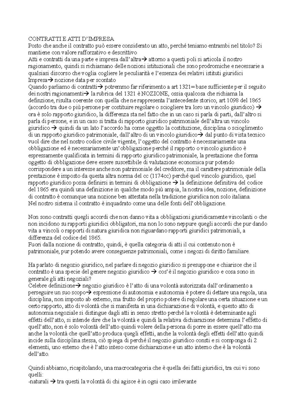 Lezione 1: Contratti e Atti di Impresa - Stella Richter - Studocu