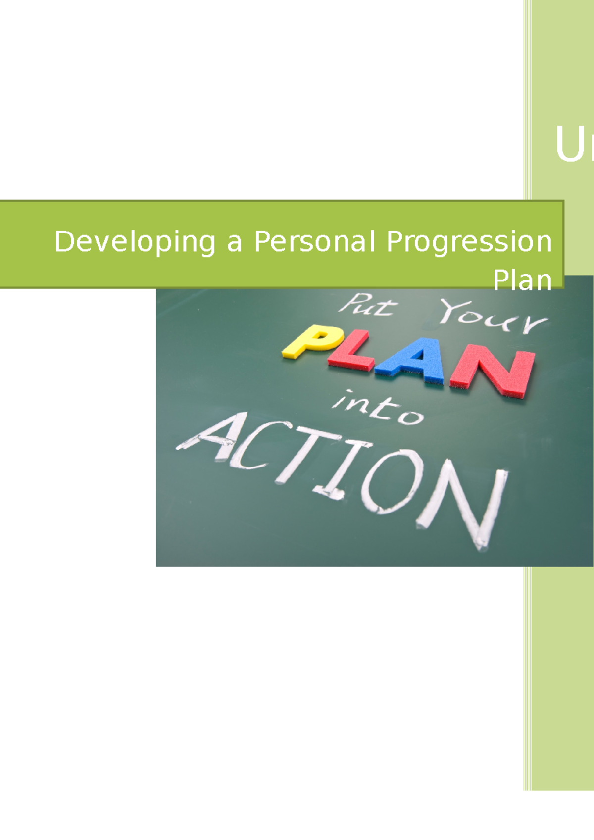 Unit A2 Personal Progression Plan Development Guide - Studocu