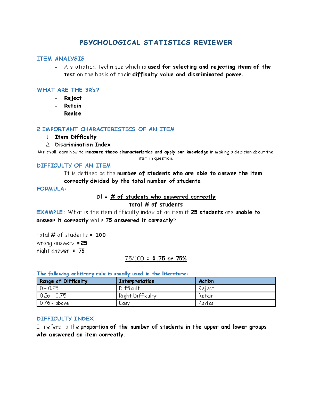PSY 220 Psychological Statistics Final Exam Reviewer Guide - Studocu