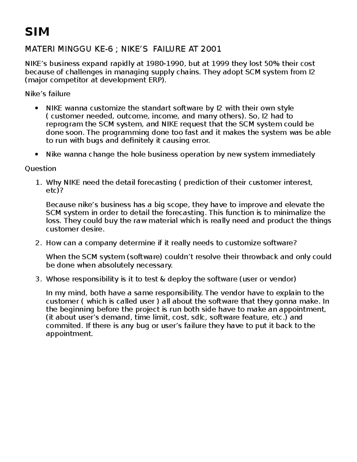 Nike's 2001 SCM Failure and Lessons Learned: A Detailed Review - Studocu