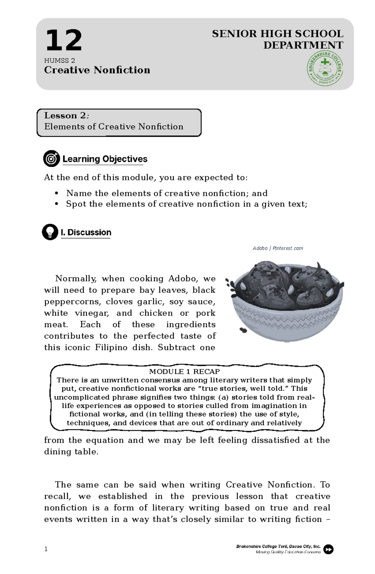 2 CNF Module 2 - Exploring the Key Elements of Creative Nonfiction ...