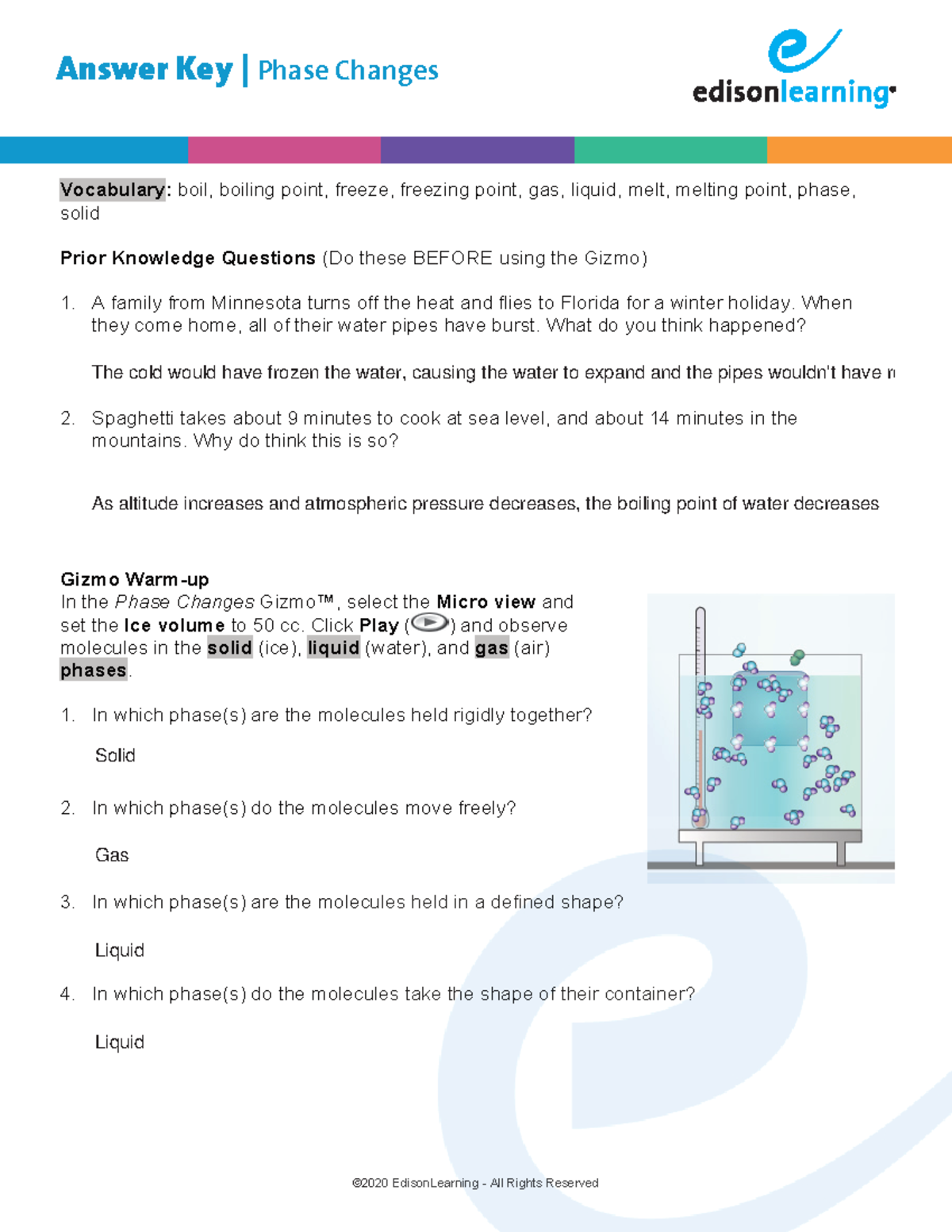 WS.EDHS.2015 Phase Change Lab Activity & Key Concepts - Studocu