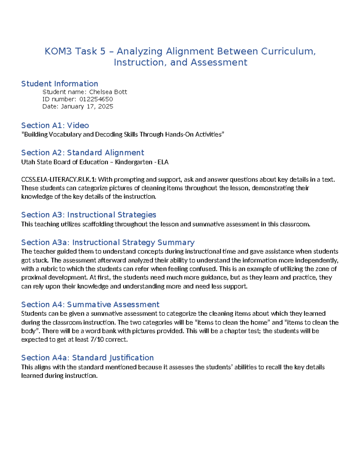 KOM3 Task 5 - KOM3 Task 5: Analyzing Alignment Between Curriculum ...