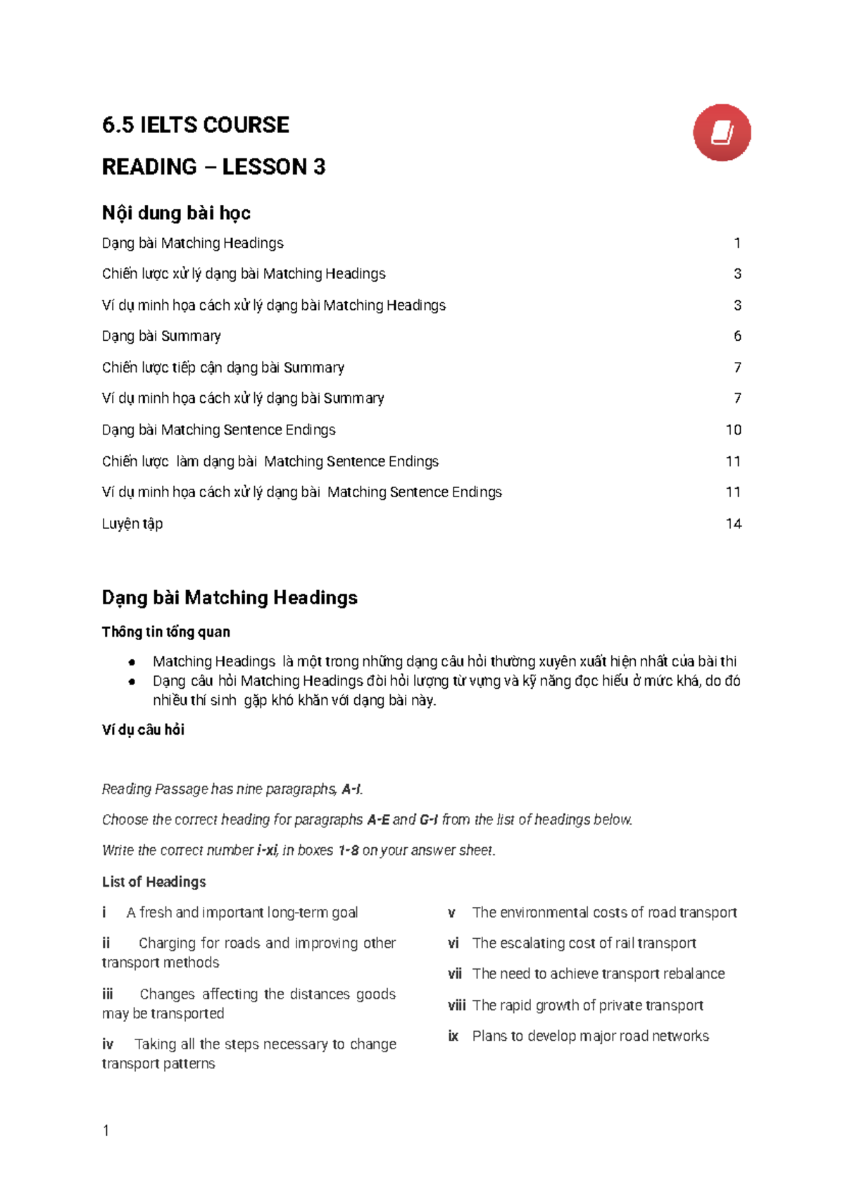 6.5 IELTS READING LESSON 3: STRATEGIES FOR MATCHING HEADINGS - Studocu