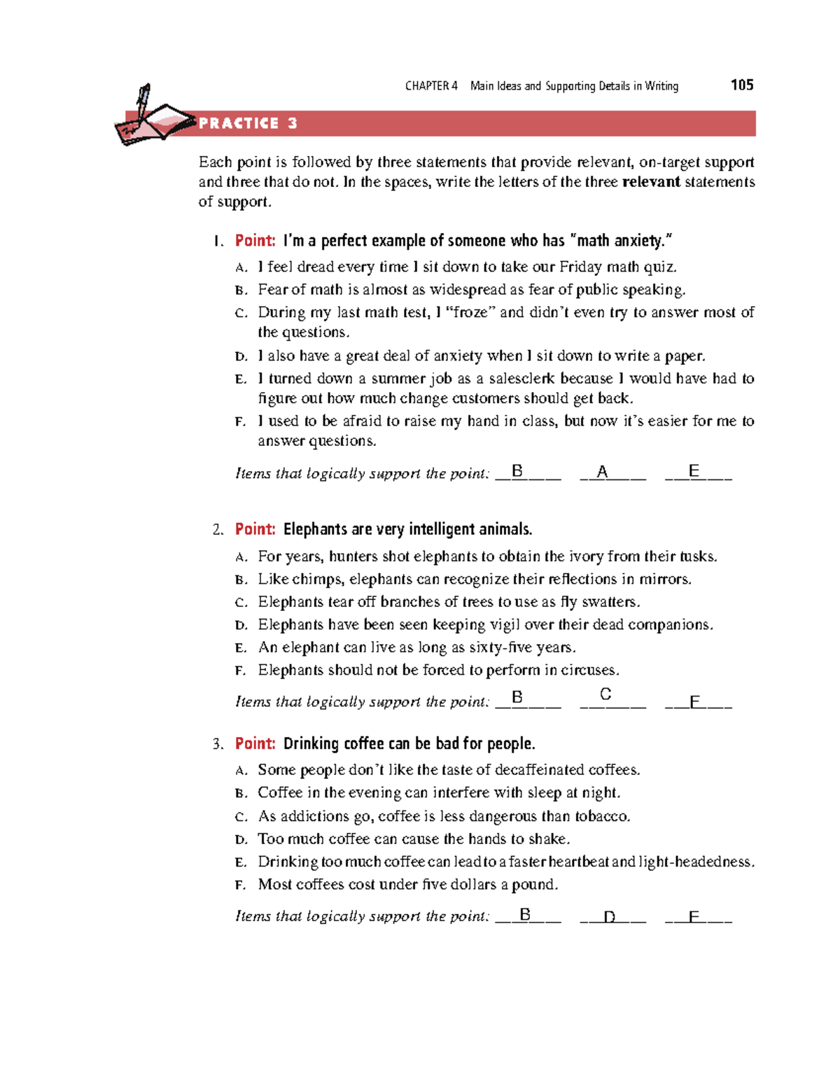 Chapter 4 Practice: Main Ideas & Supporting Details Exercise Answers ...