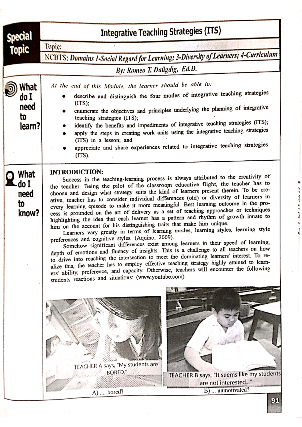 UNIT IV Integrative Teaching Strategies - teacher education - Studocu