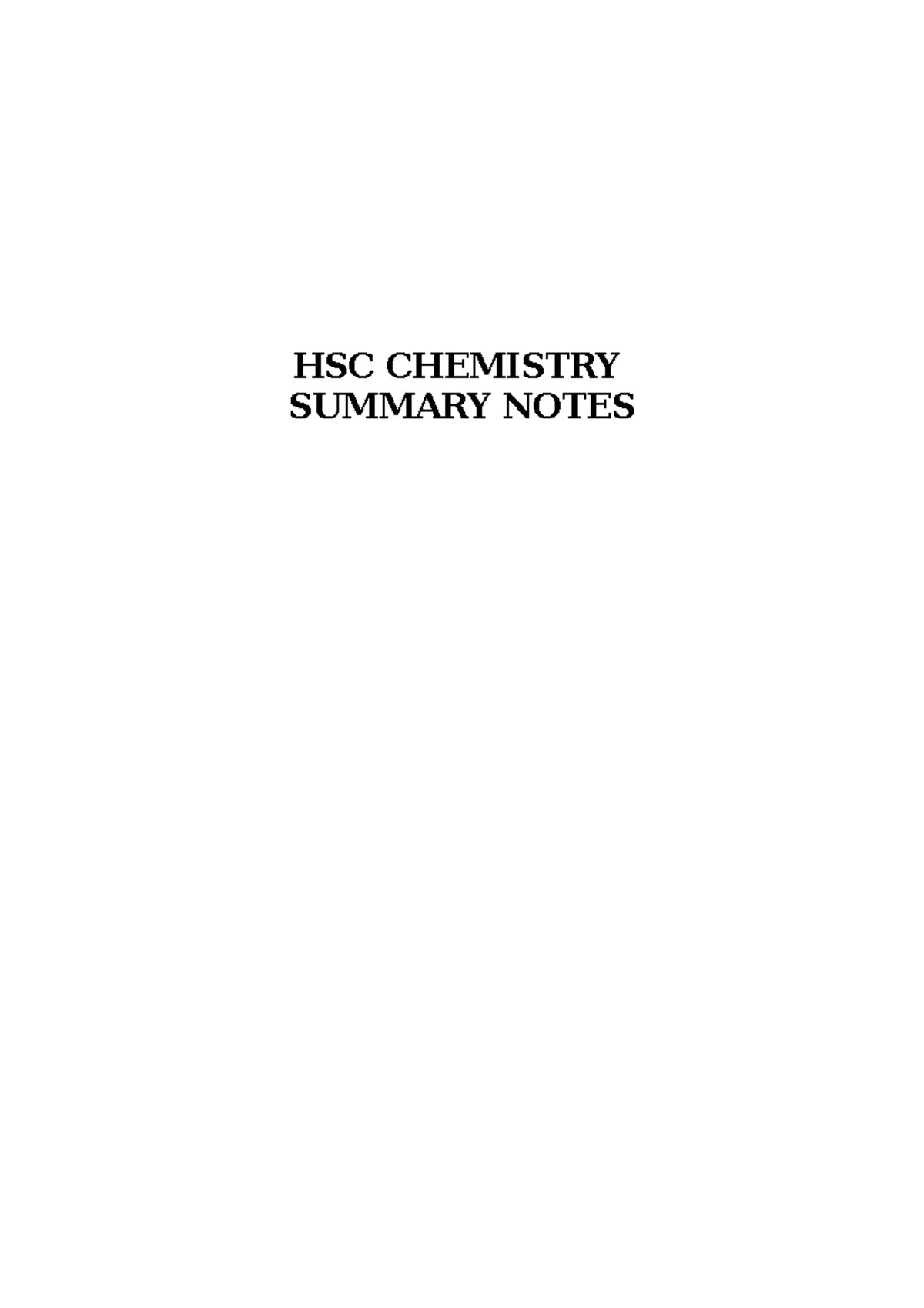 HSC Chemistry Summary Notes: Equilibrium & Acid/Base Reactions - Studocu
