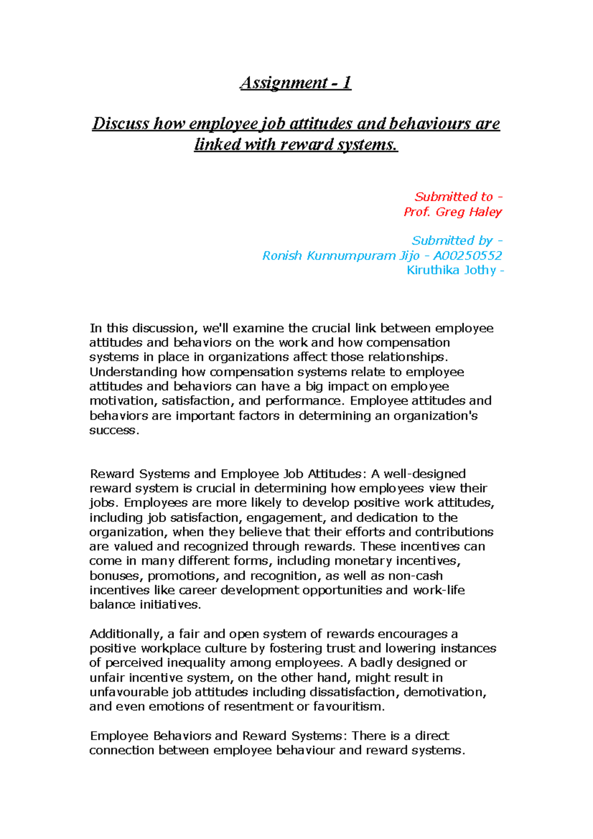 Assignment 1 Option 2 Compensation Management - Assignment - 1 Discuss ...