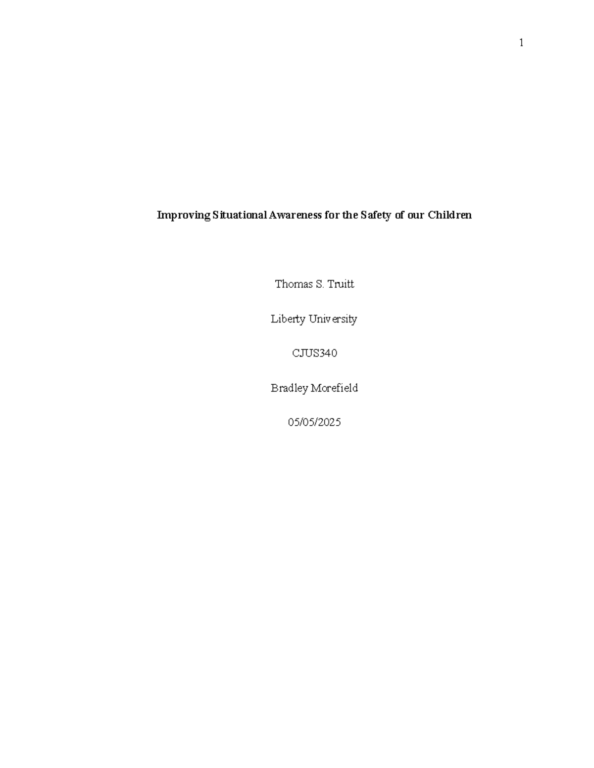 Improving Situational Awareness for the Safety of our Children - Truitt ...