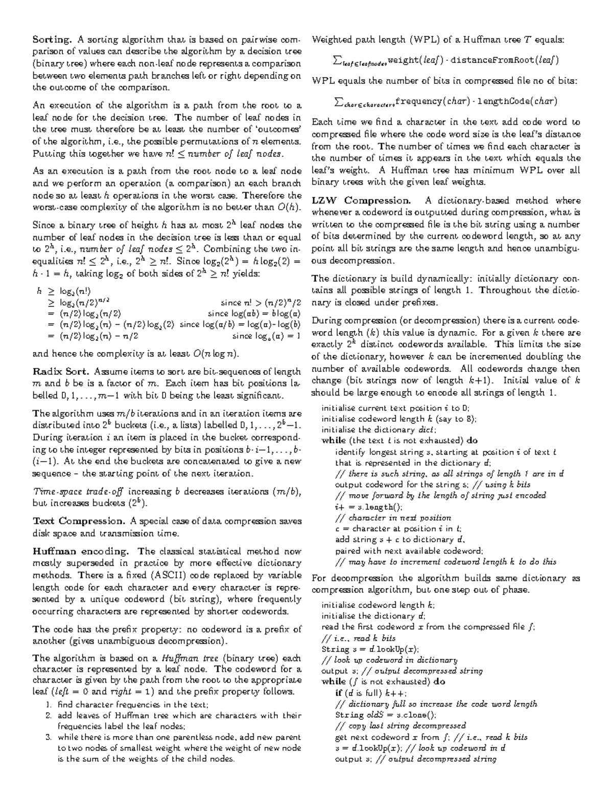 Data Structures & Algorithms Cheat Sheet (CS101) - Studocu
