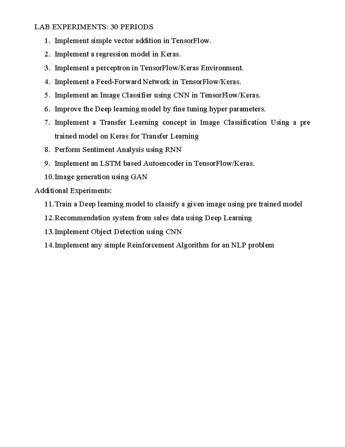 Deep Learning Lab Experiments (COMP101 - 30 Periods) - Studocu