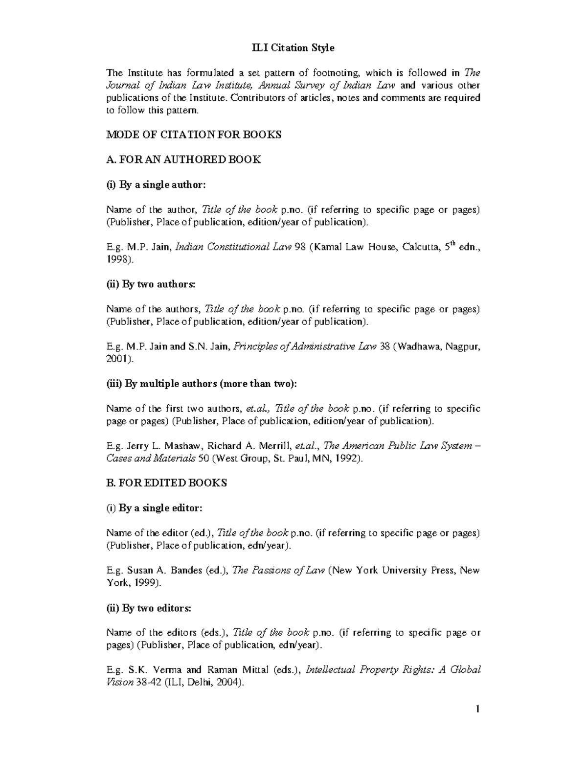 ILI Citation - Research work - ILI Citation Style The Institute has ...