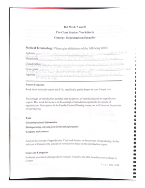 160 Week 7 and 8 - homework assignment - NUR 160 - Studocu