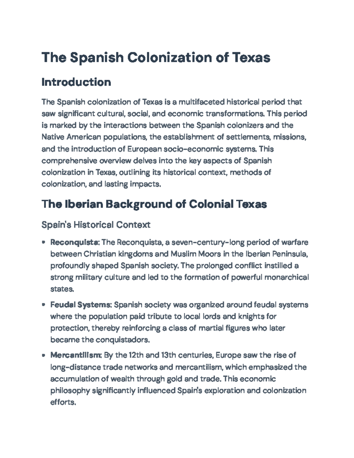 The Spanish Colonization of Texas: Key Aspects and Lasting Impacts ...