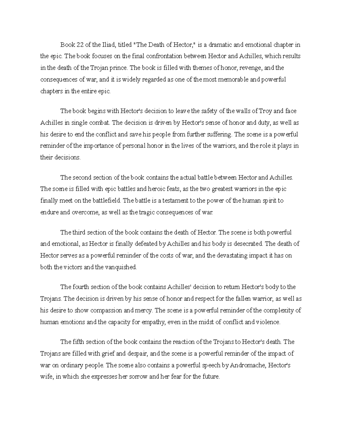 Book 22 of the Iliad Plot Summary - Book 22 of the Iliad, titled "The ...