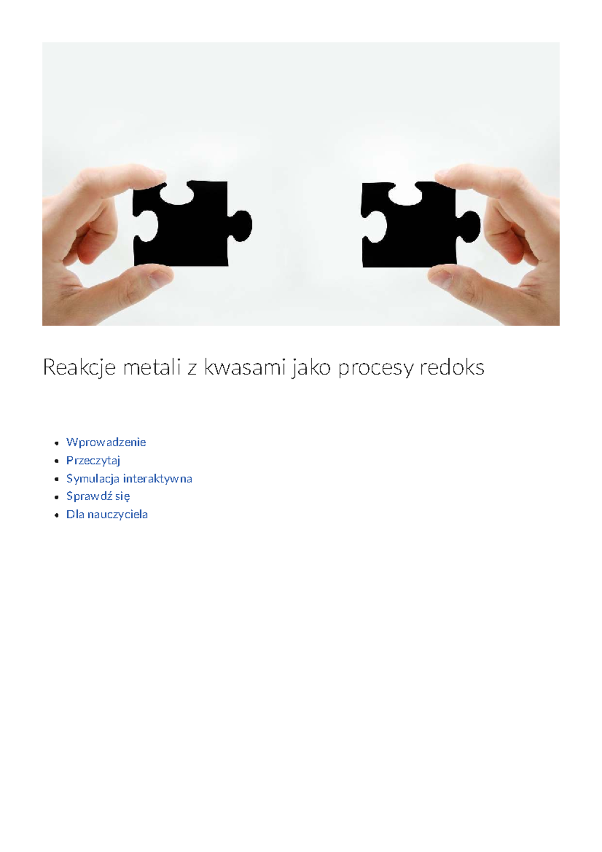 Reakcje metali z kwasami jako procesy redoks - Notatki do lekcji - Studocu