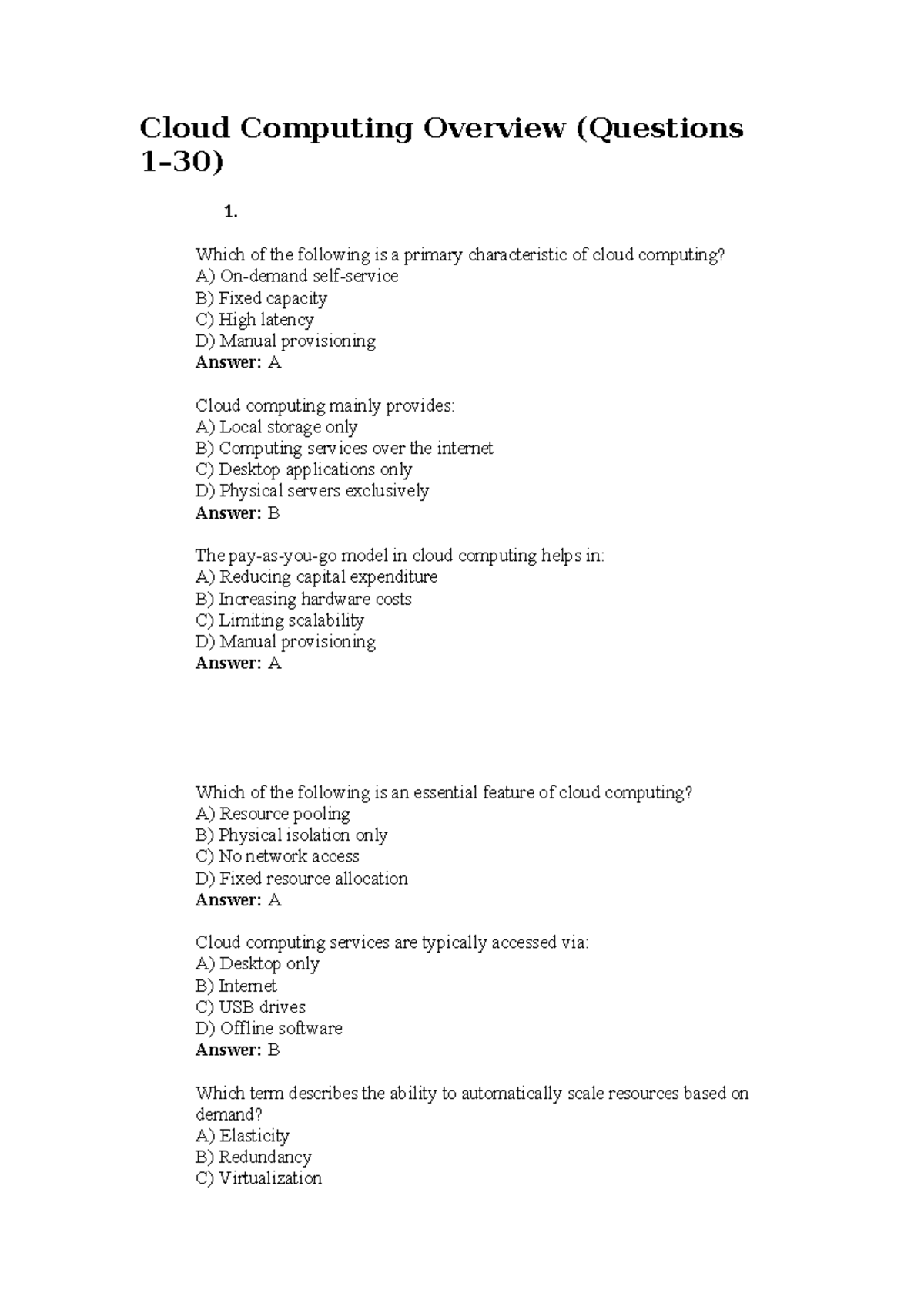 Cloud Computing Overview: Key Concepts and Characteristics - Studocu