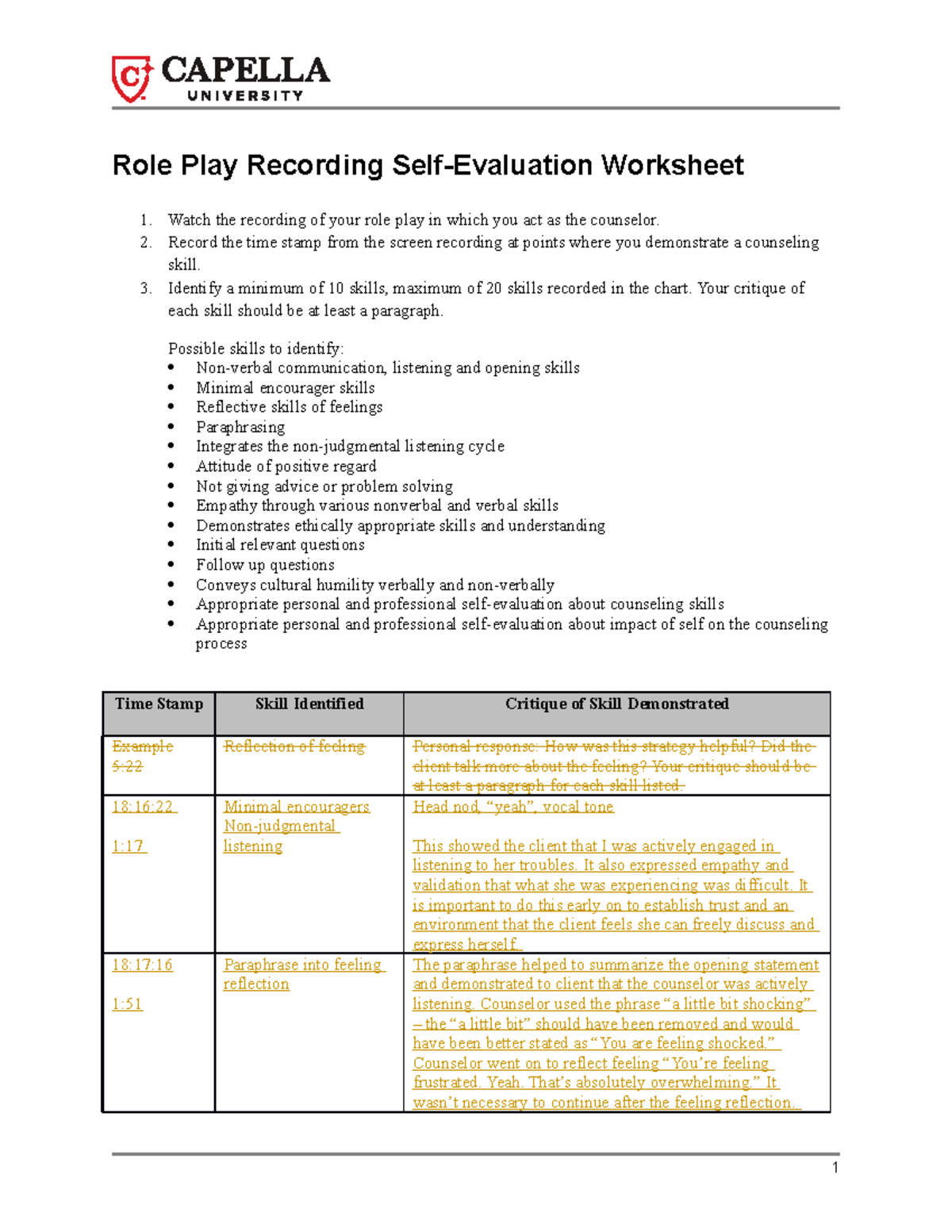 H Bishop U6A2 role play recording worksheet Track 1 Assign 3 - Role ...