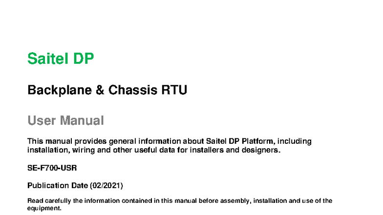 Saitel DP Platform User Manual (EN) - Installation & Operation Guide - Studocu