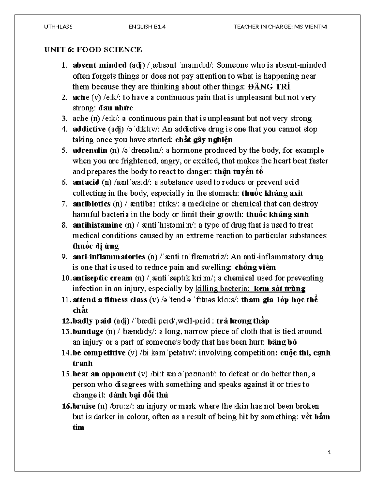 B1.4. Food Science Unit 6 Vocabulary Guide - Studocu