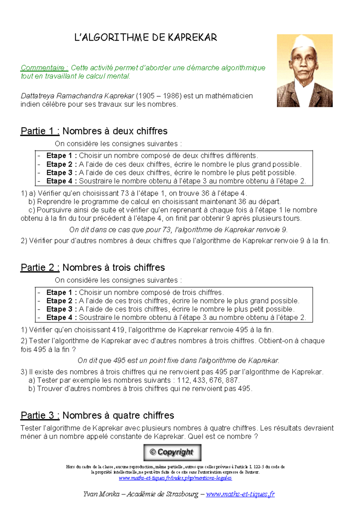Kaprekar Algorithm: Understanding Two to Four Digit Numbers ZFV FR4 TT ...
