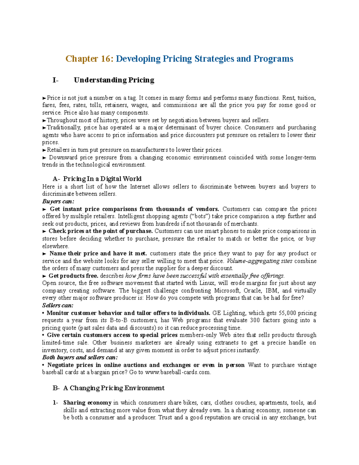 Chapter 16 - Developing Pricing Strategies and Programs - Marketing ...