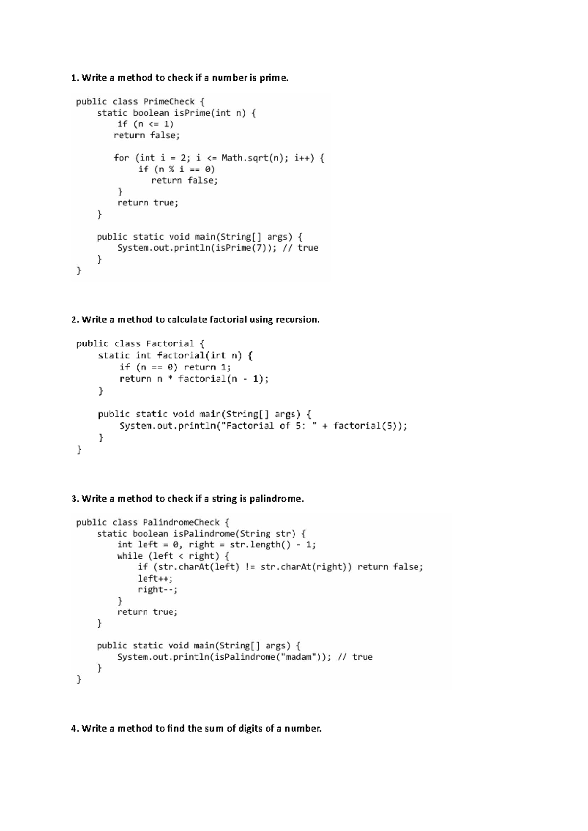 JAVA Methods Practice Questions - Final Exam Review - Studocu