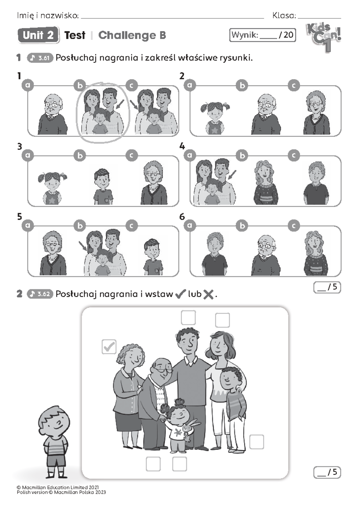 Kids Can 1 Test: Unit 2 Challenge B - Listening Activity - Studocu